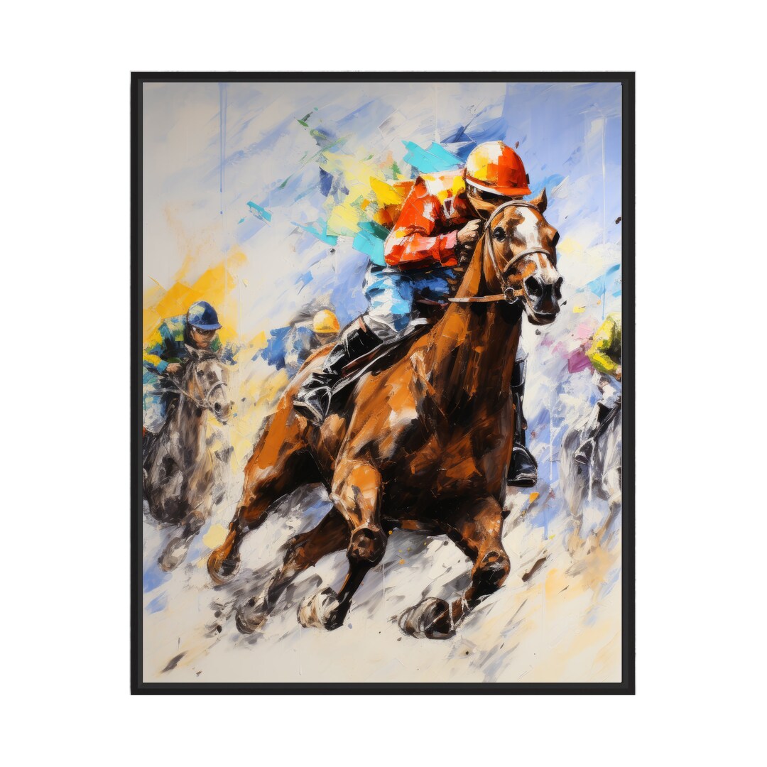 Horse Race Art Print Posters, Animal Abstracts Wall Art Painting ...