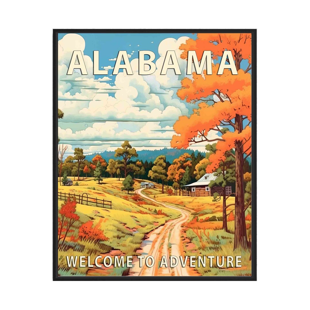 Alabama State Scenery Poster Art Print, Retro National Park Gifts - Etsy
