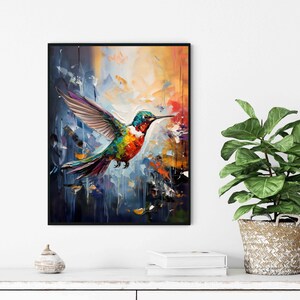 Hummingbird Art Print Posters, Animal Abstracts Wall Art Painting ...