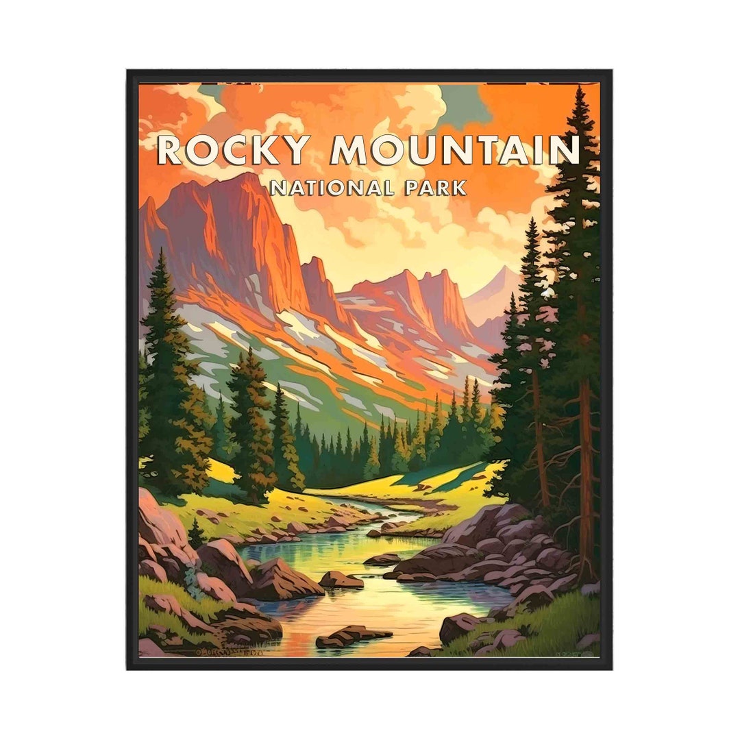 Rocky Mountain National Park Poster Art Print, Retro National Park ...