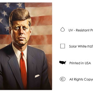 John F. Kennedy Poster Art Print, US President Wall Decor Painting ...