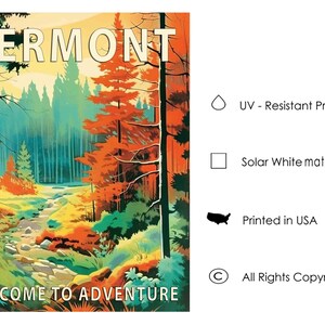 Vermont State Scenery Poster Art Print, Retro National Park Gifts - Etsy