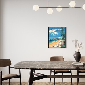 Manly Beach Australia Poster Art Print, City Retro Vintage Painting ...