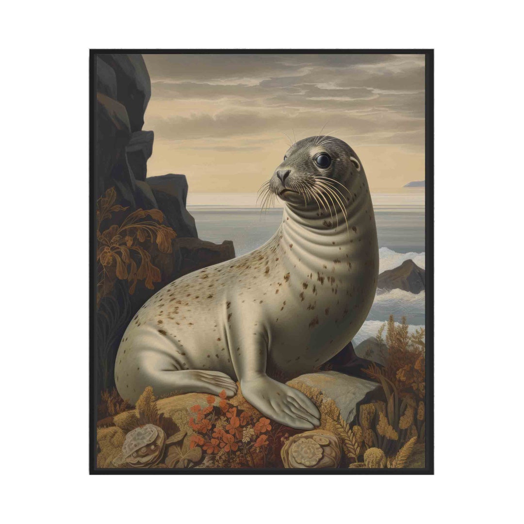 Seal Art Print Posters, Animal Abstracts Wall Art Painting Decoration ...