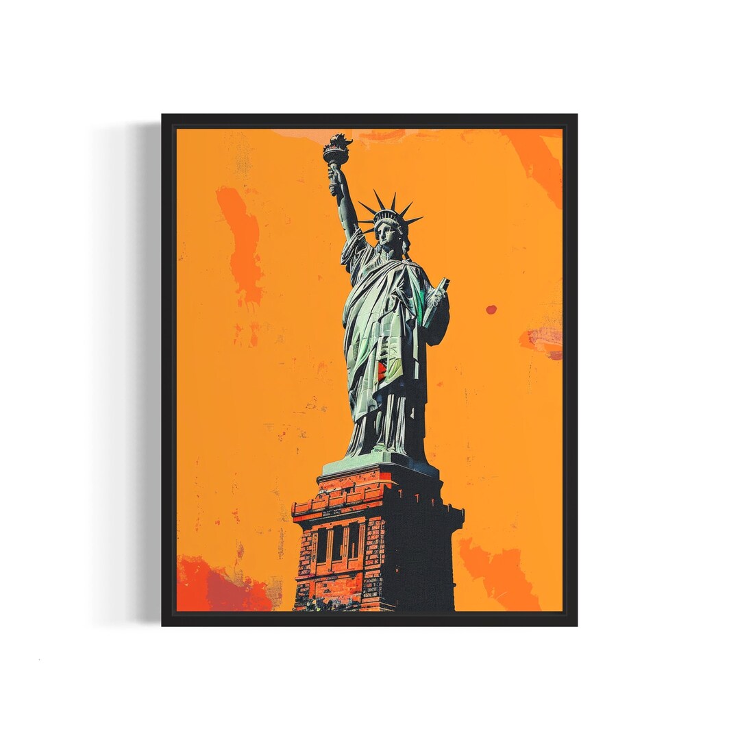 Statue of Liberty Poster Art Print, Vintage Retro Landmarks Painting ...