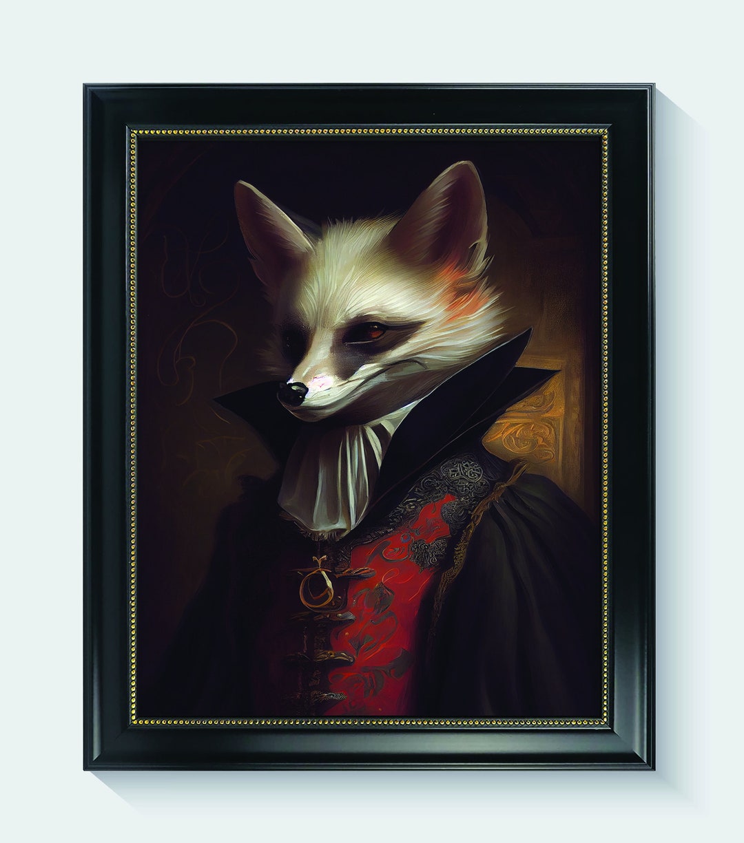 Sir Fox Poster Art Print, Gothic Wall Decor Painting Artwork - Etsy