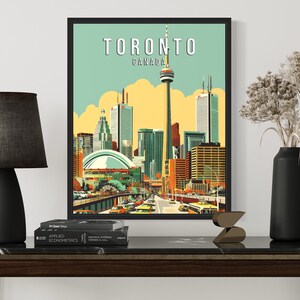 Toronto Ontario Poster Art Print, City Retro Vintage Painting Wall Art ...
