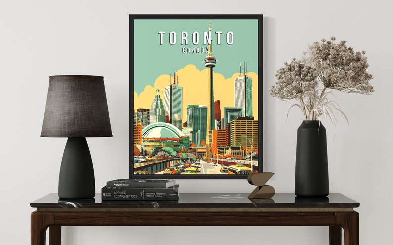 Toronto Ontario Poster Art Print, City Retro Vintage Painting Wall Art ...