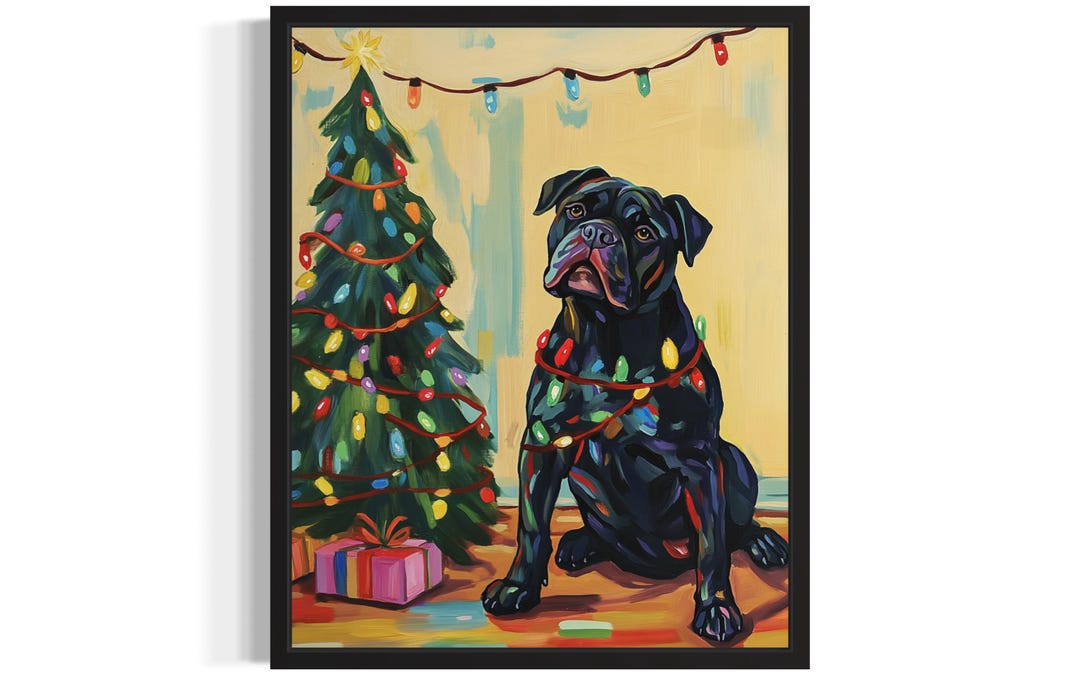 Cane Corso Christmas Poster Art Print, Dog Wall Art Painting Picture ...