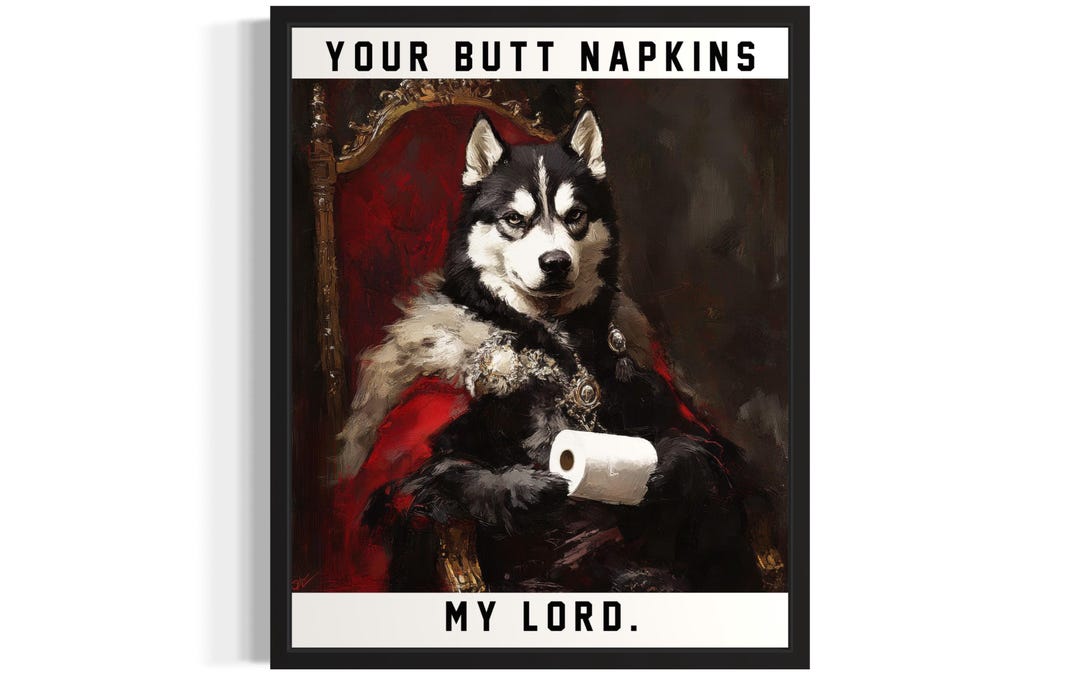 Siberian Husky Gothic Bathroom Poster Art Print, Dog Wall Art Painting ...