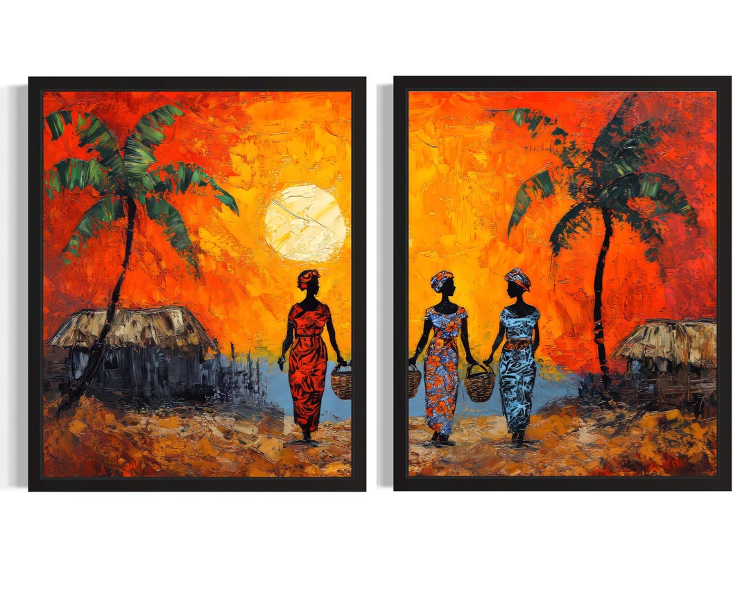 Botswana African Poster Art Print (set of 2), Africa Wall Art Painting ...