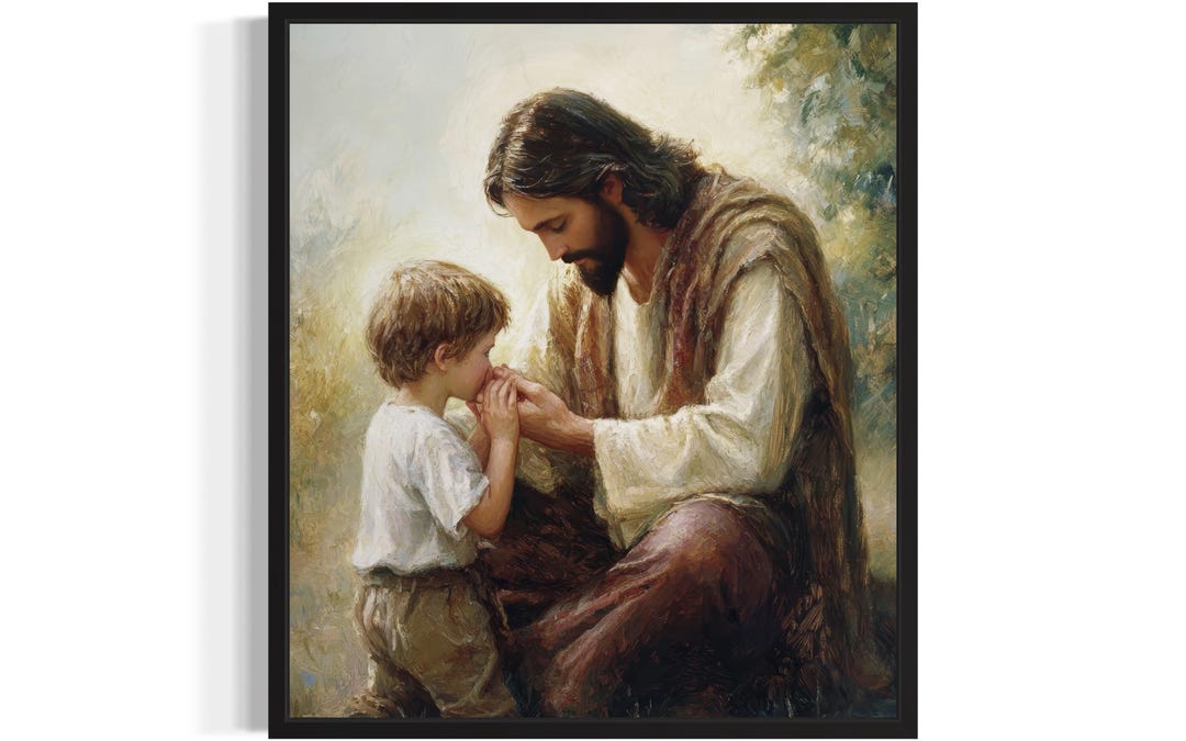 Child Praying to Jesus Poster Art Print, Kids Religion Wall Art ...