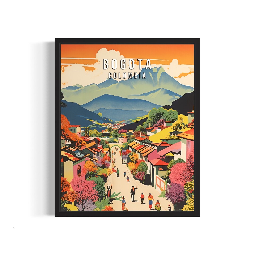 Bogota Colombia Poster Art Print, Famous City Retro Vintage Painting ...