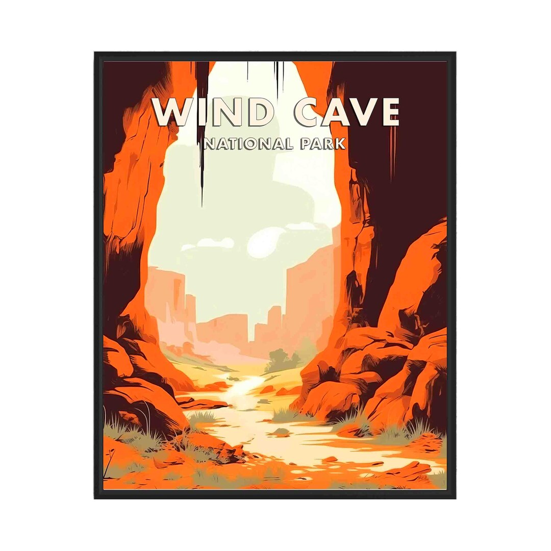 Wind Cave National Park Poster Art Print, Retro National Park Gifts - Etsy