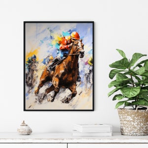 Horse Race Art Print Posters, Animal Abstracts Wall Art Painting ...