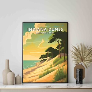 Indiana Dunes National Park Poster Art Print, Retro National Park Gifts ...