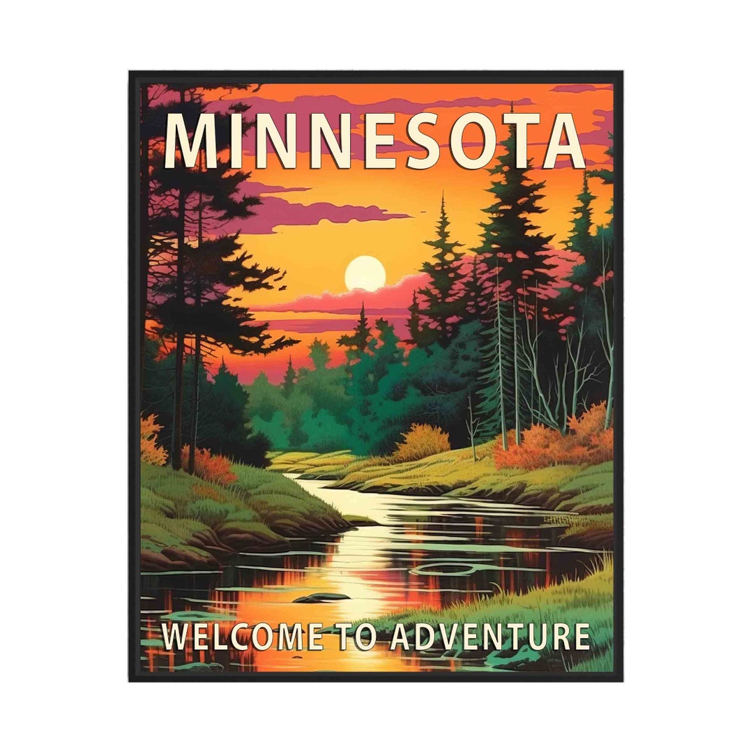 Minnesota State Scenery Poster Art Print, Retro National Park Gifts - Etsy