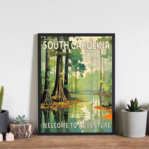 South Carolina State Scenery Poster Art Print Retro National - Etsy