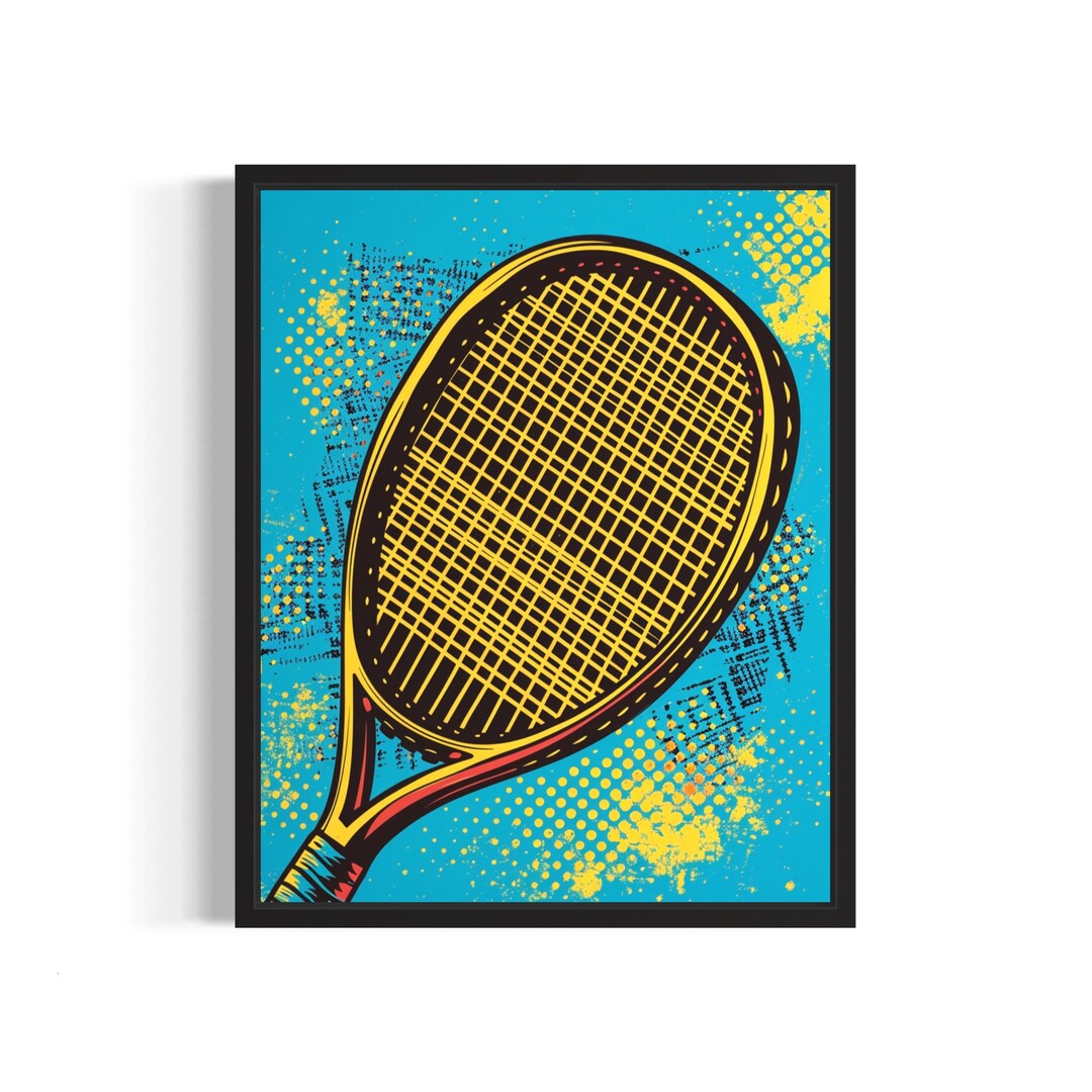 Tennis Racket Pop Art Poster Art Print, Vintage Retro Painting Wall Art ...