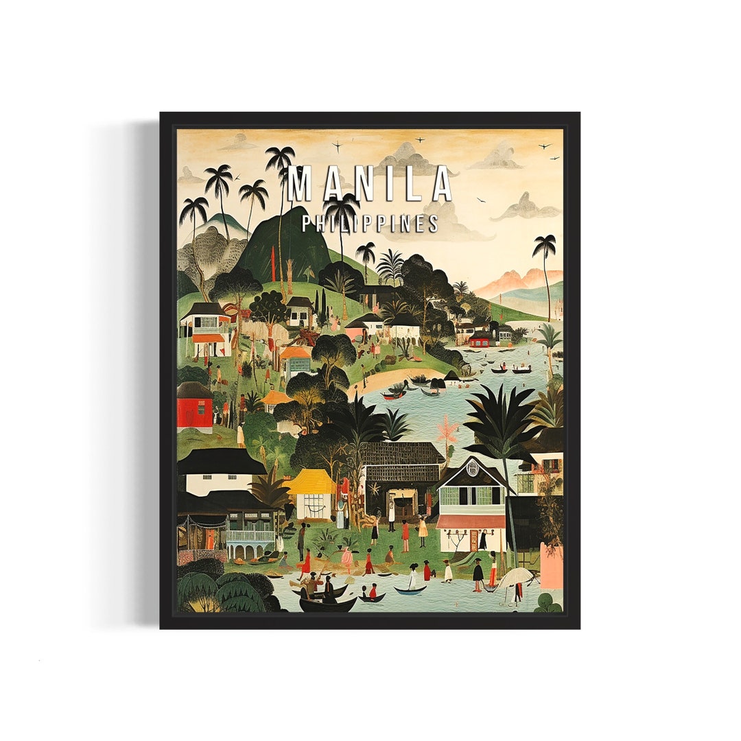 Manila Philippines Poster Art Print, Famous City Retro Vintage Painting ...