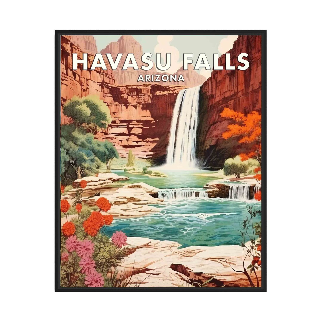 Havasu Falls Arizona Poster Art Print, Retro National Falls Gifts - Etsy