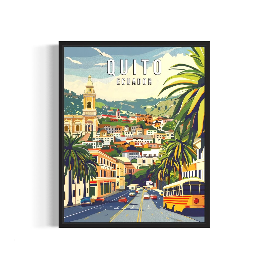 Quito Ecuador Poster Art Print, Vintage Retro South America Painting ...