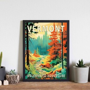Vermont State Scenery Poster Art Print, Retro National Park Gifts - Etsy
