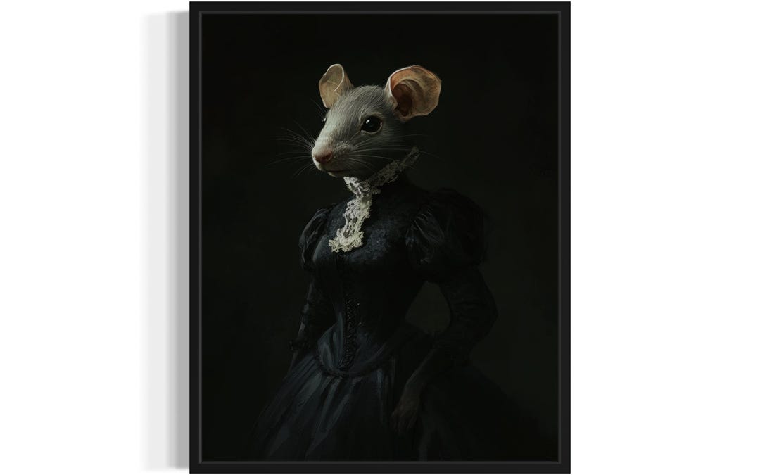 Mouse Poster Art Print, Black Background Wall Art Painting Picture ...