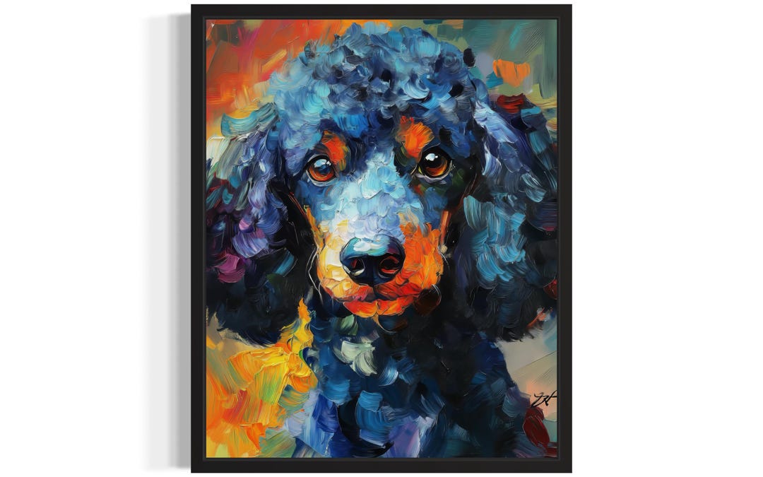 Poodle Colorful Abstract Poster Art Print, Dog Wall Art Painting ...