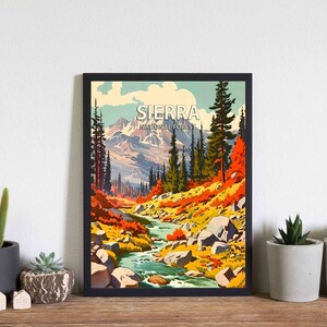 Sierra National Forest Poster Art Print, Retro National Park Gifts - Etsy