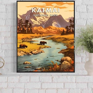 Katmai National Park Poster Art Print, Retro National Park Gifts - Etsy