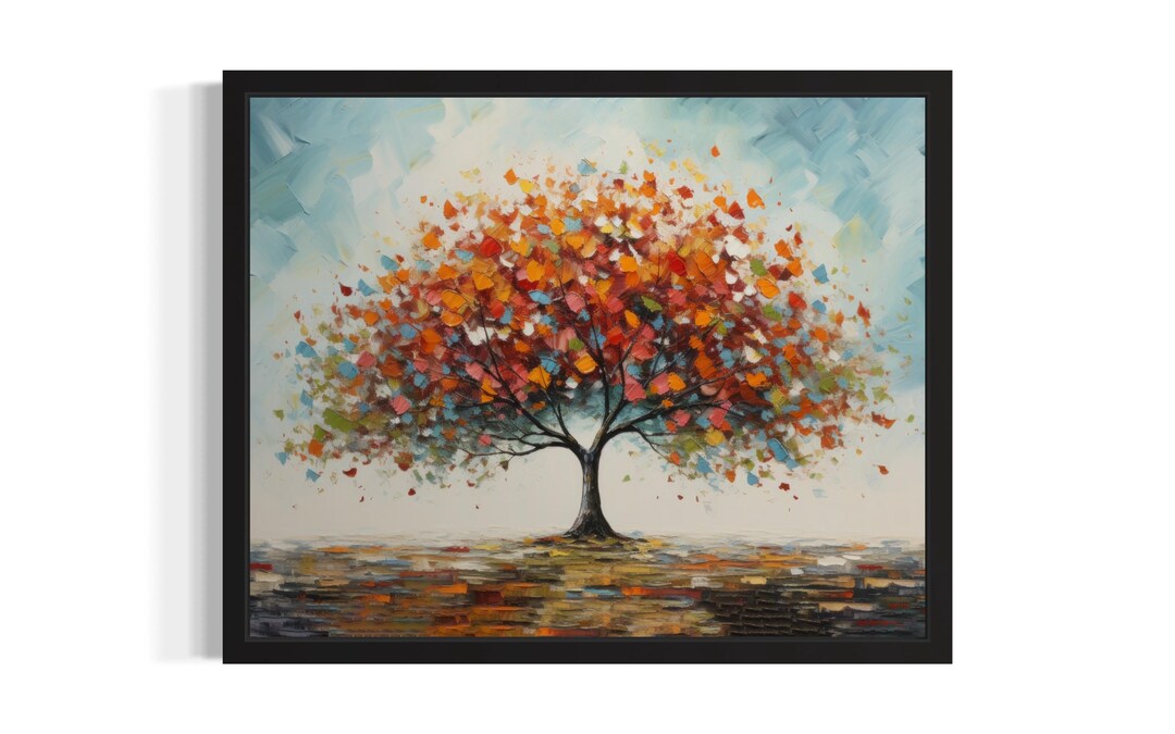 Colorful Tree Poster Art Print, Abstract Wall Art Painting Picture ...