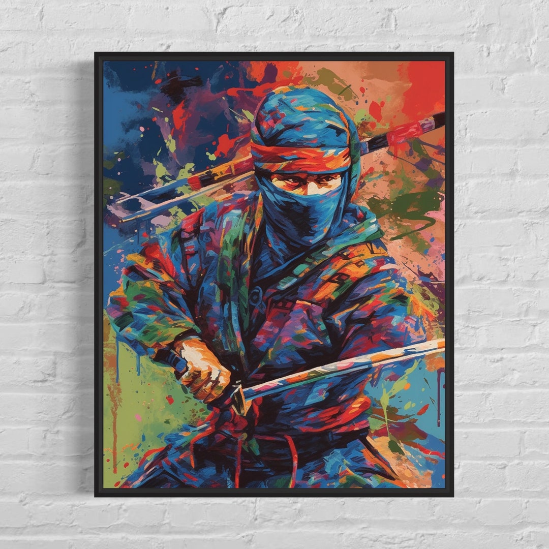 Ninja Abstract Painting Art Print, Colorful Abstract Wall Art Poster - Etsy