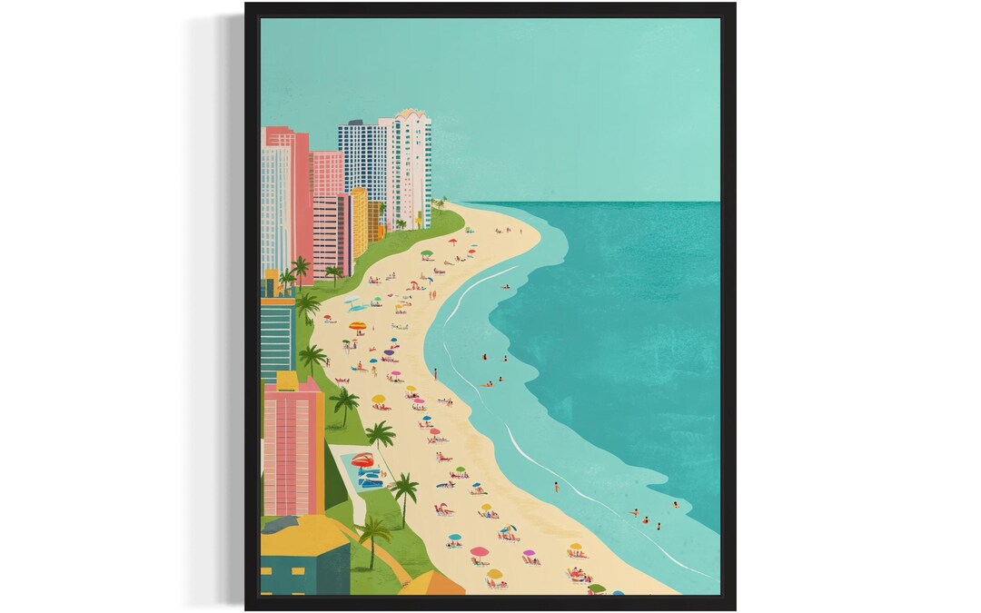 Destin Beach Poster Art Print, Beaches Wall Art Painting Picture ...