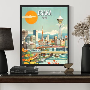 Osaka Japan Poster Art Print, City Retro Vintage Painting Wall Art ...