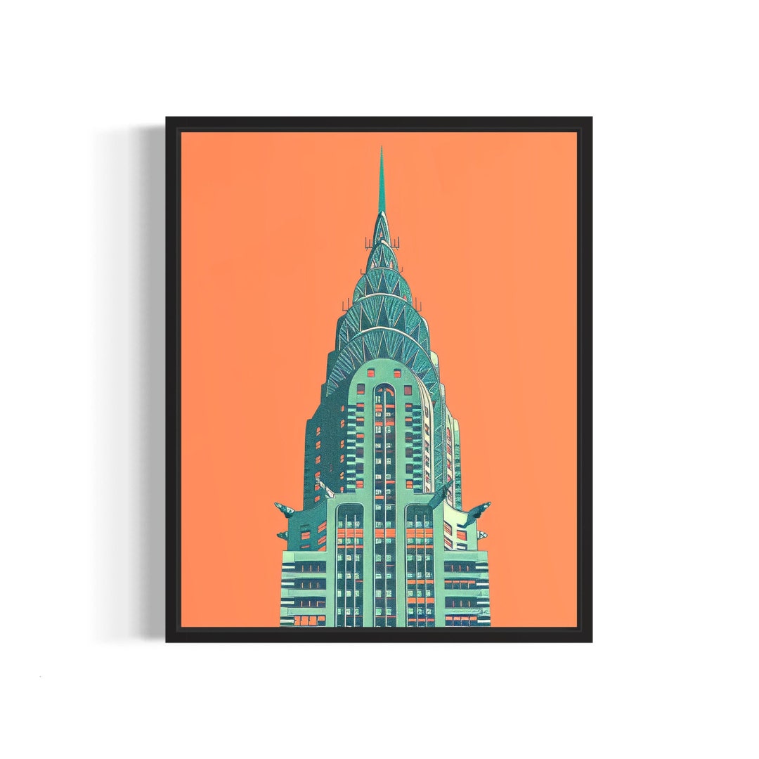 Chrysler Building Poster Art Print, Vintage Retro Landmarks Painting ...