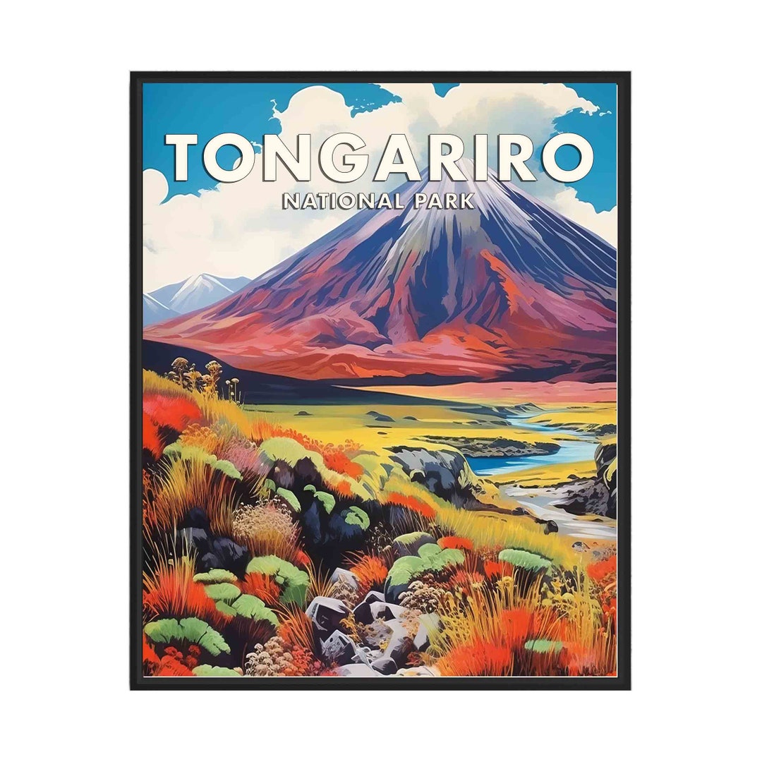 Tongariro Nationalpark Poster Art Print, Retro Nationalpark Geschenke ...
