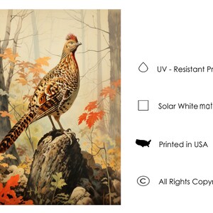 Ruffed Grouse Art Print Poster, Vintage Bird Wall Art Painting, Bird ...