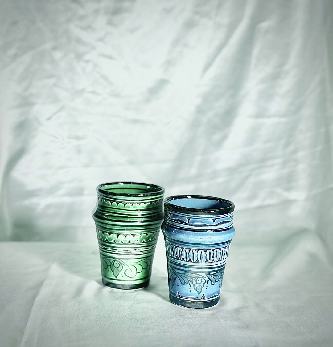 Set of 3 Moroccan Ceramic Mug, Authentic Moroccan, Ceramic Glass ...