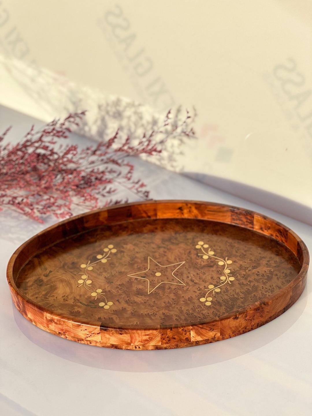 Atlas Thuya Wood Burl Veneer Trays - Handmade Thuya Burl Decorative ...
