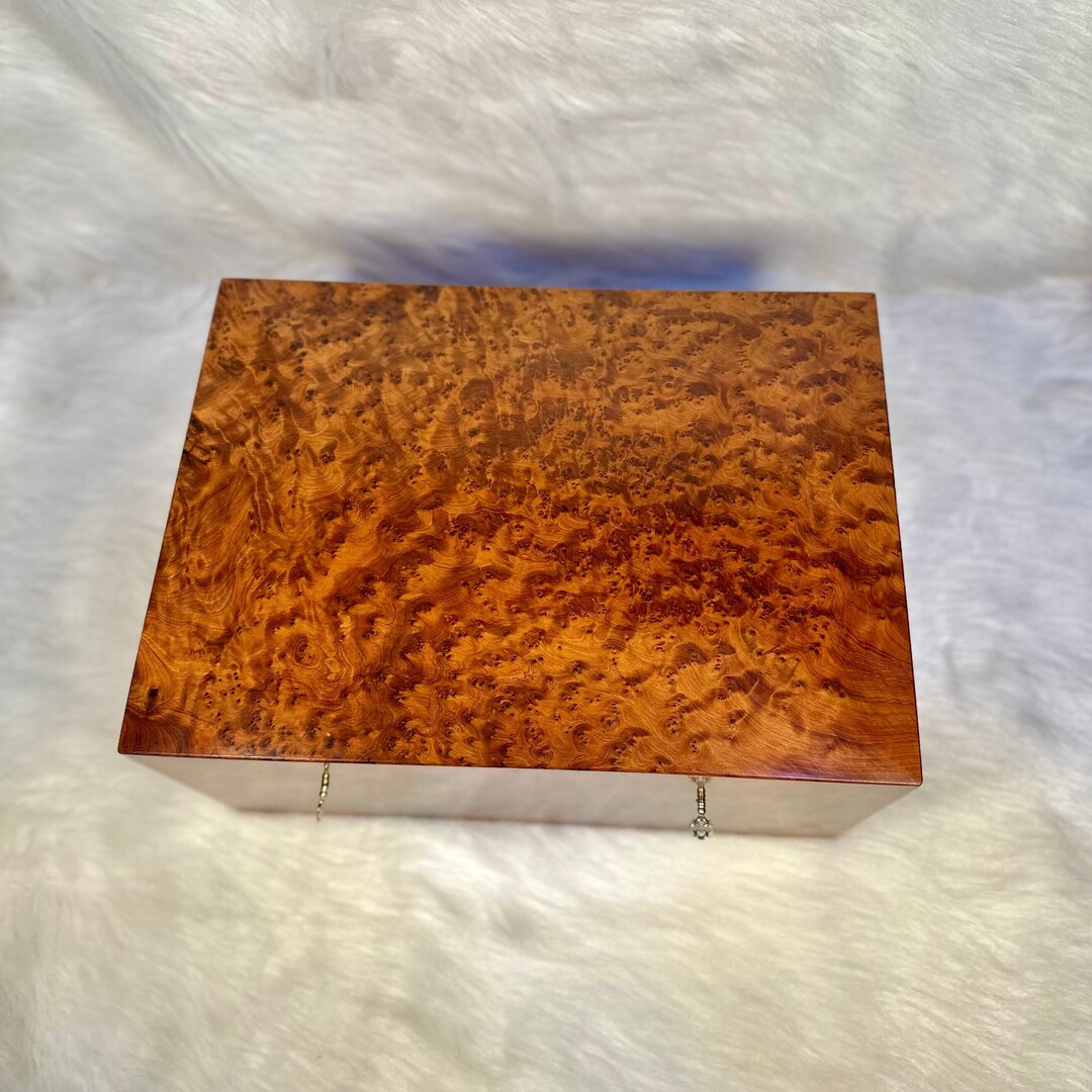 16"x12" Thuya Wood Box Hand Carved Wooden Multipurpose Keepsake Jewelry ...