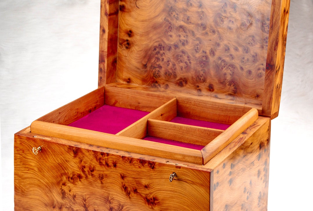 Large Thuya Wood Burl Memory Keepsake 15"x10", Lockable Handmade Luxury ...