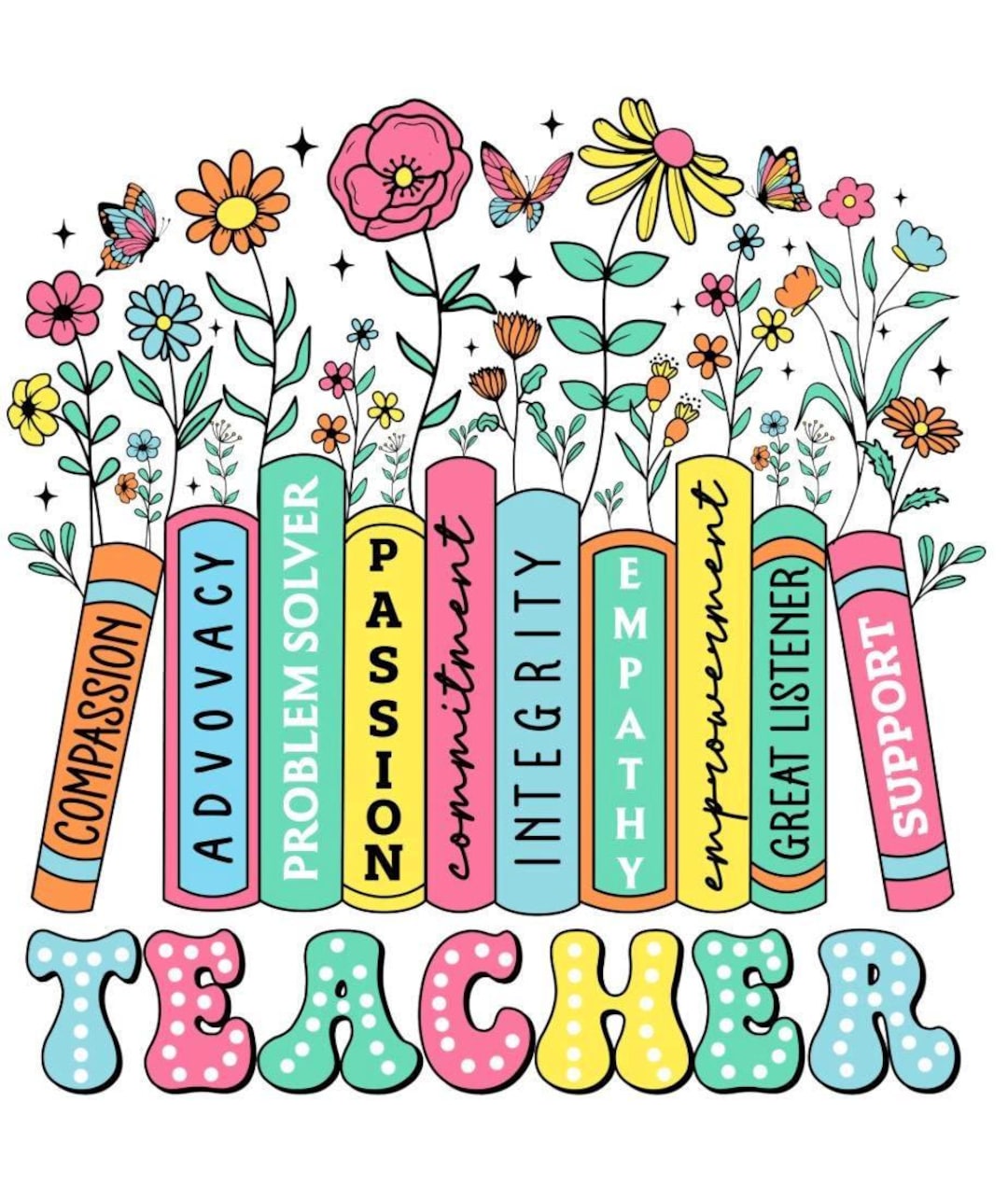 Teacher Appreciation, Teacher PNG, Teacher Shirt Design, School Books ...