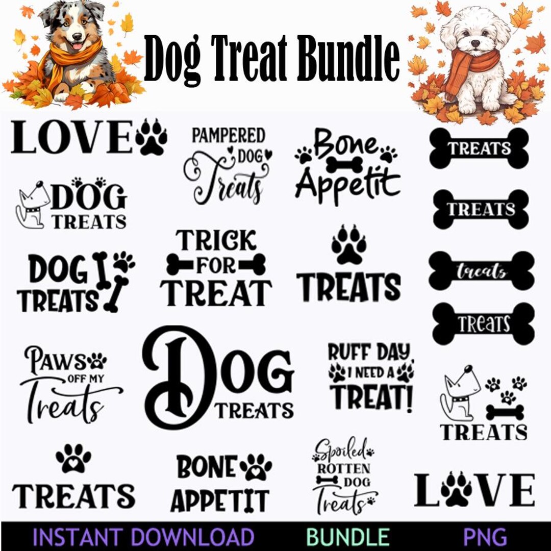 Dog Treat Label Designs BUNDLE, PNG Instant Digital Download, Dog Lover ...