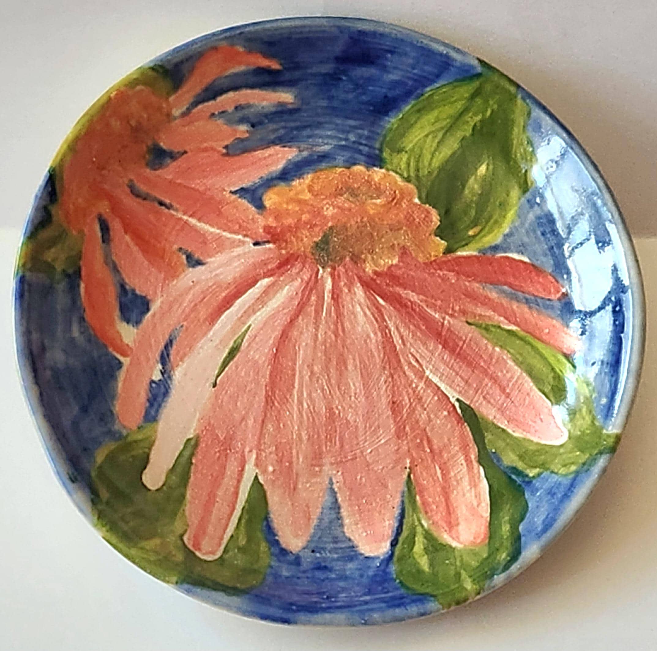 Ceramic Handpainted Cosmo Flowers Perhaps as a Teabag Dish 4 - Etsy