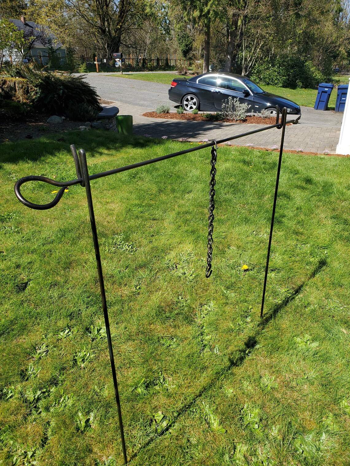 Cooking Tripod/stand - Hand-forged Carbon Steel - Stainless Steel Chain ...