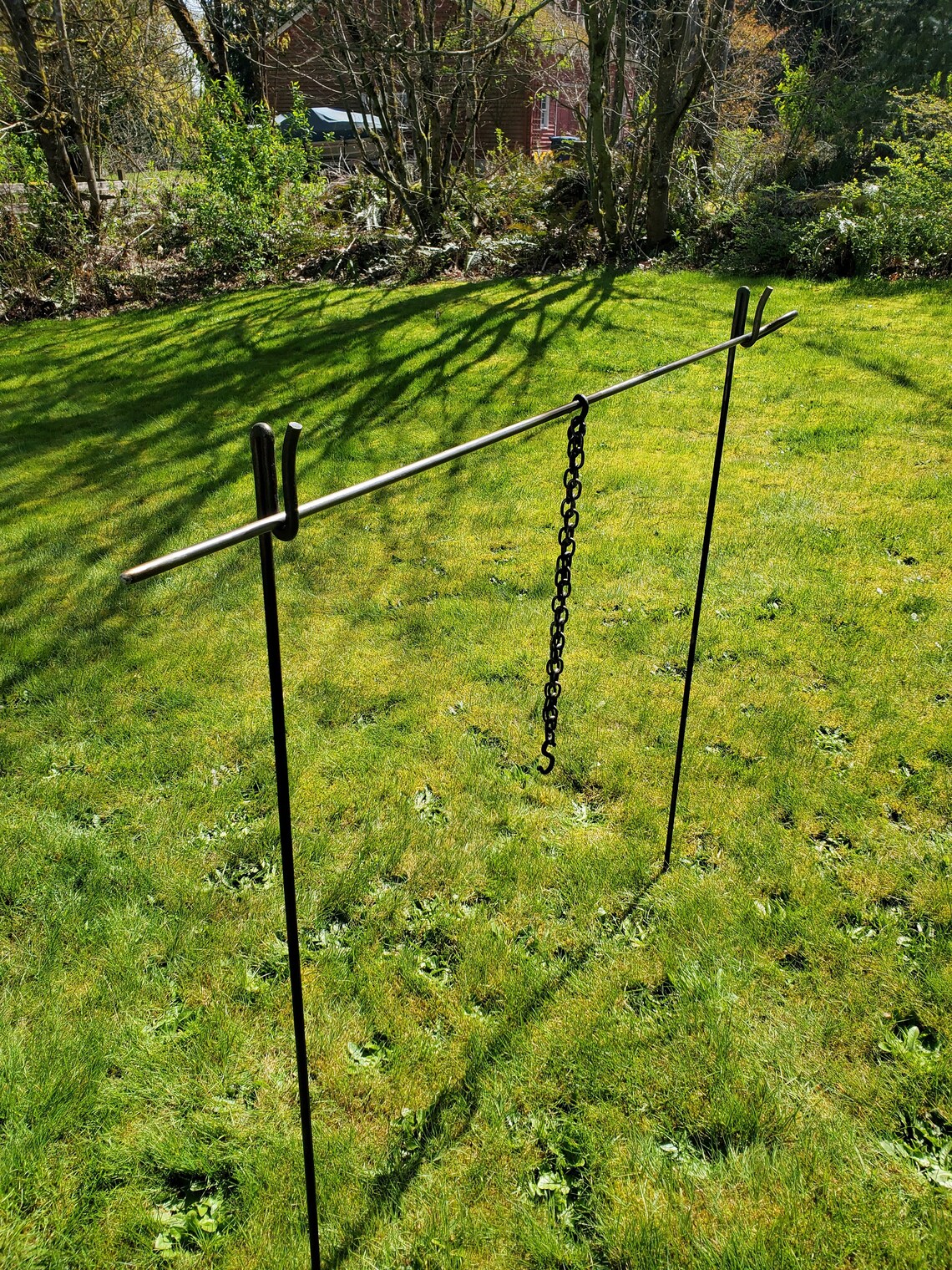 Cooking Tripod/stand - Hand-forged Carbon Steel - Stainless Steel Chain ...