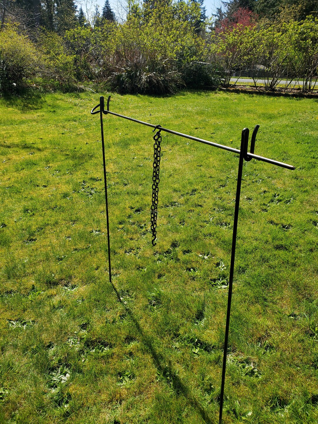 Cooking Tripod/stand - Hand-forged Carbon Steel - Stainless Steel Chain ...