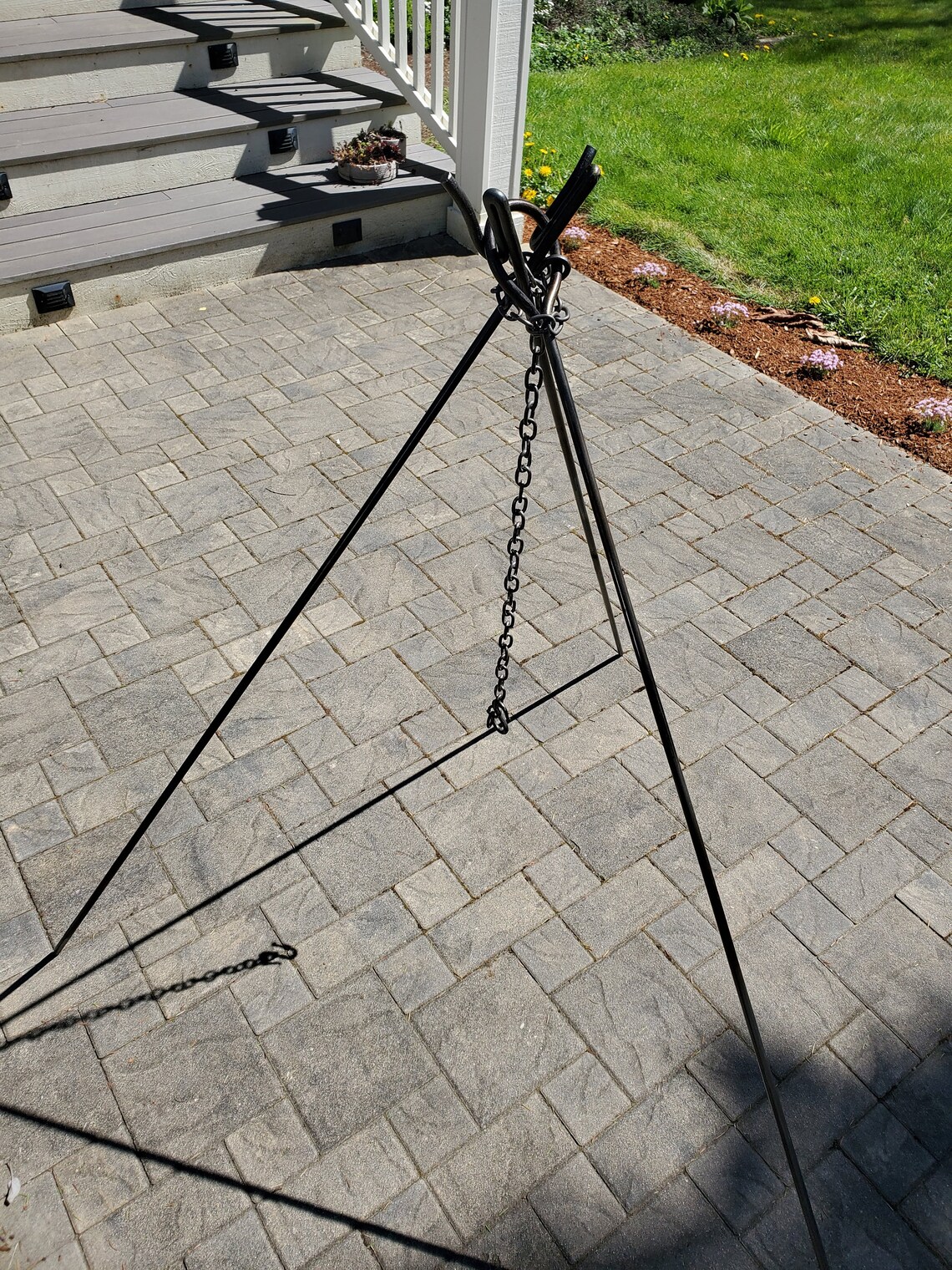 Cooking Tripod/stand - Hand-forged Carbon Steel - Stainless Steel Chain ...