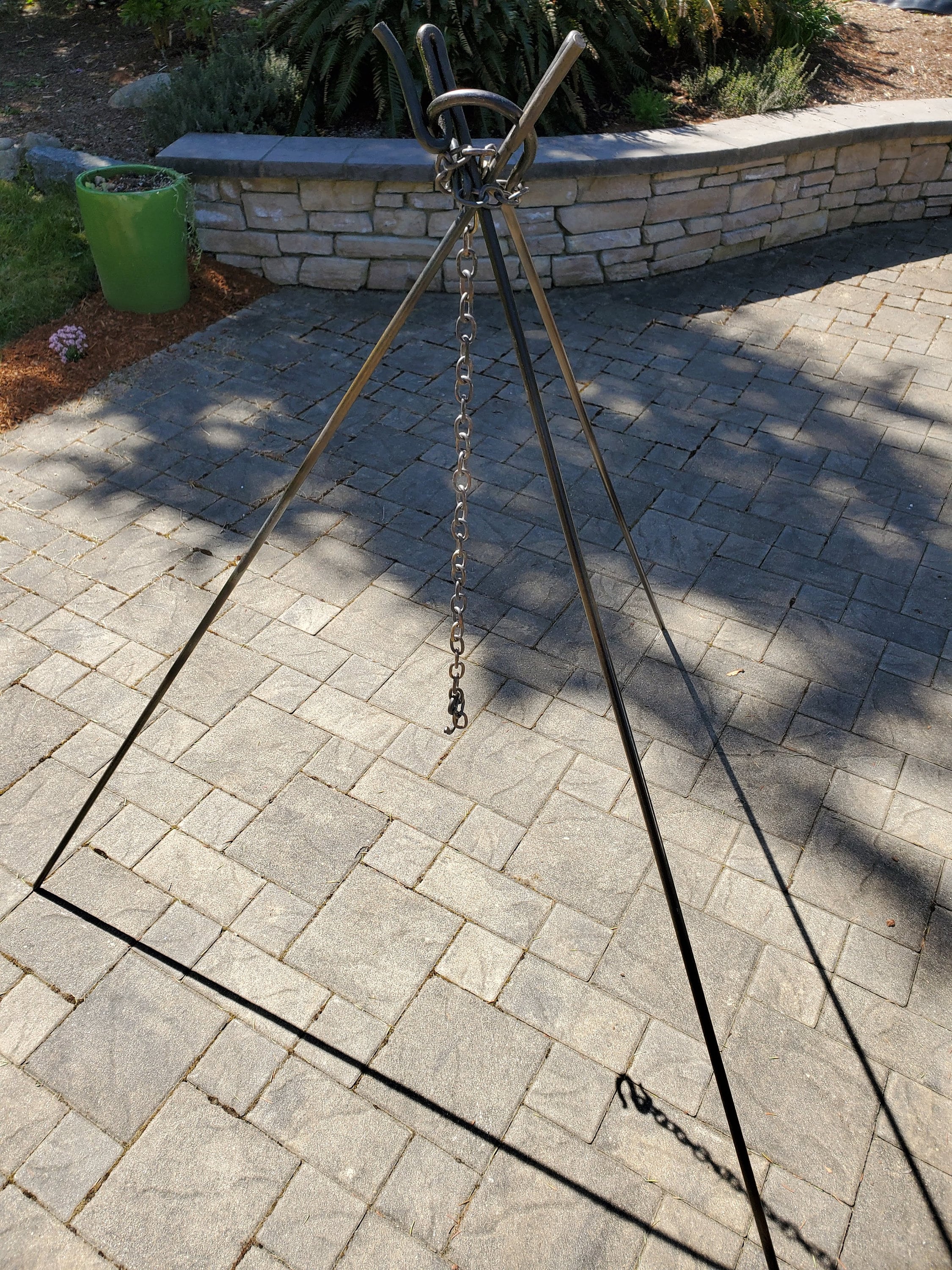 Cooking Tripod/stand - Hand-forged Carbon Steel - Stainless Steel Chain ...